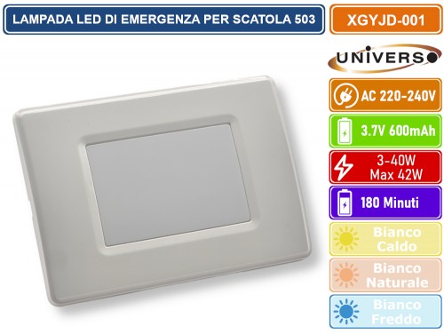 Gasiashop - XGYJD-001 - UNIVERSO XGYJD-001 PUNTO LUCE SEGNAPASSO LUCE DI EMERGENZA MONTAGGIO AD ...
