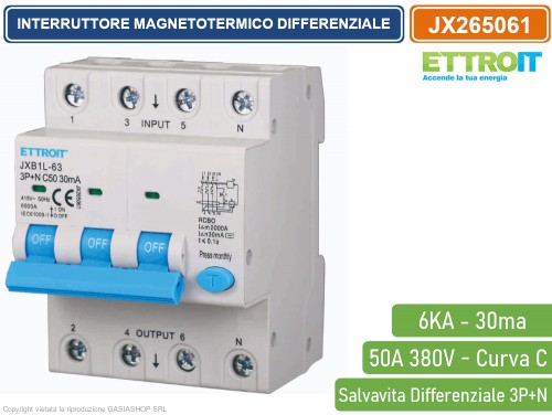 Gasiashop - JX265061 - ETTROIT INTERRUTTORE MAGNETOTERMICO DIFFERENZIALE SALVAVITA PER BARRA DIN ...