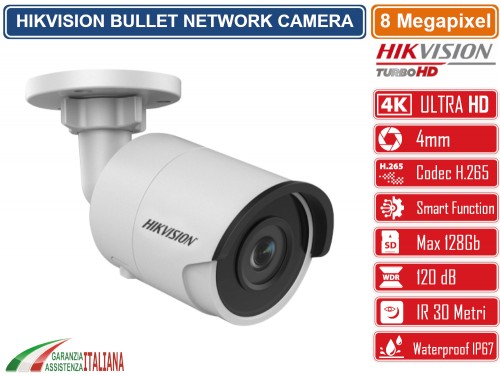 Gasiashop - DS-2CD2083G0-I - HIKVISION TELECAMERA BULLET NETWORK 8MP ULTRA HD 4K 4MM SLOT SD ...