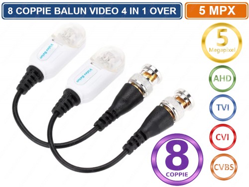 Gasiashop - ETB-VB03 - 8 COPPIE TRASMETTITORI BNC VIDEO BALUN 5 MP AHD ...